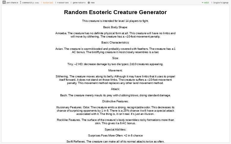 Random Esoteric Creature Generator
