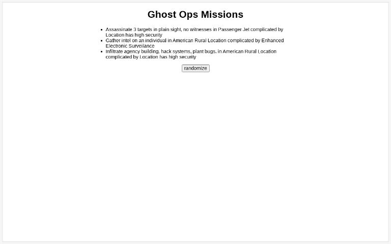 Ghost Ops Missions ― Perchance Generator