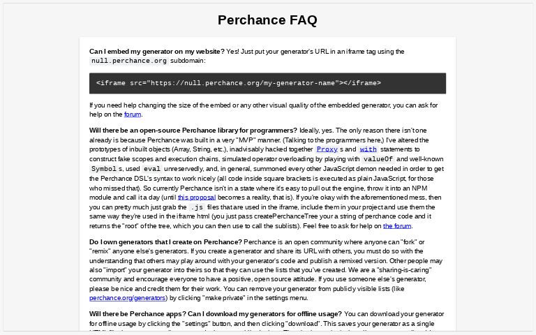 Perchance FAQ ― Perchance Generator
