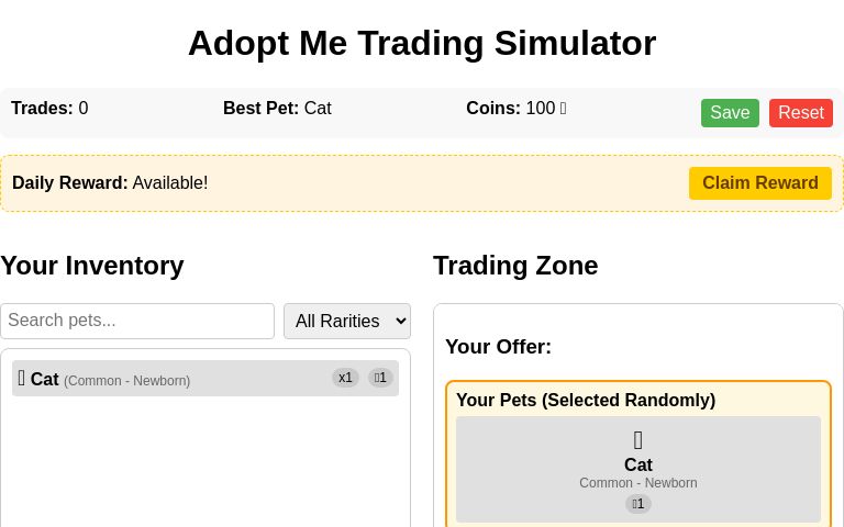 Adopt Me Trading Simulator ― Perchance Generator