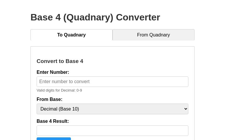 Base 4 (Quadnary) Converter ― Perchance Generator