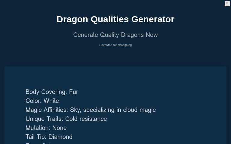 Dragon Qualities Generator