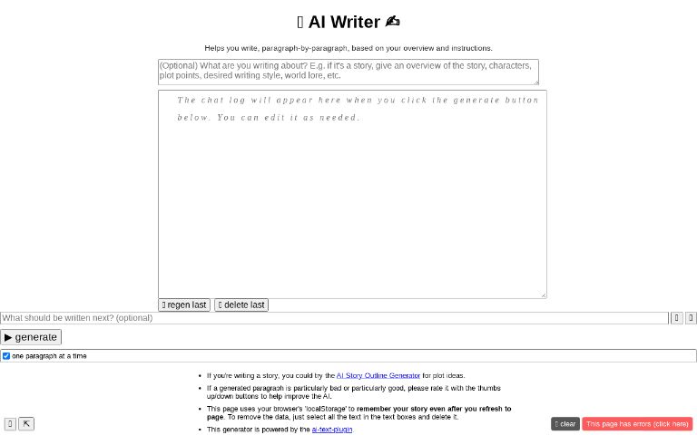 AI Writer (free, unlimited, no sign-up) ― Perchance Generator