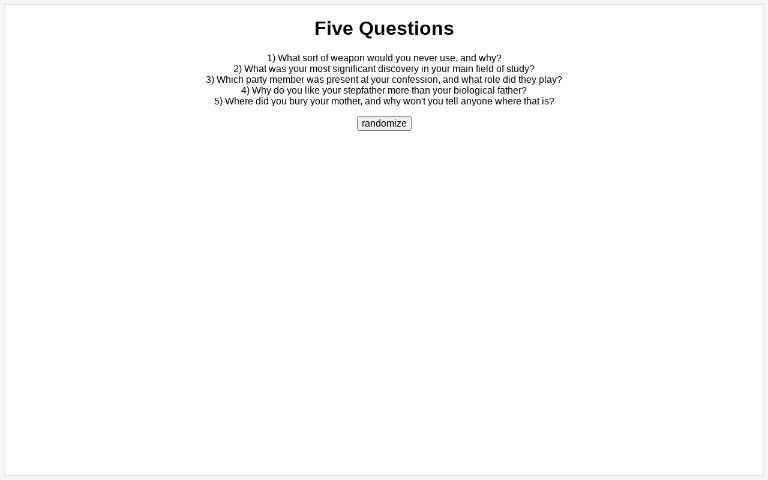 Five Questions ― Perchance Generator