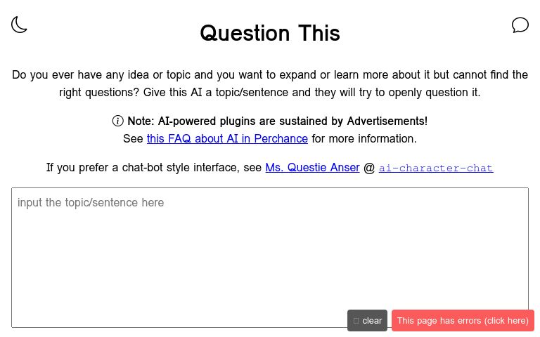 Question This - an AI-based Questioning Tool ― Perchance Generator