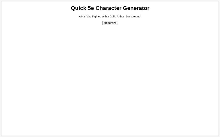 Quick 5e Character Generator