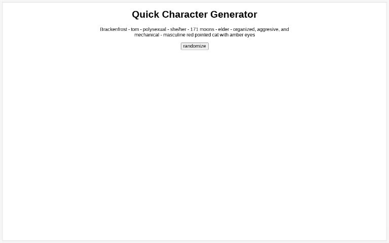 Quick Character Generator