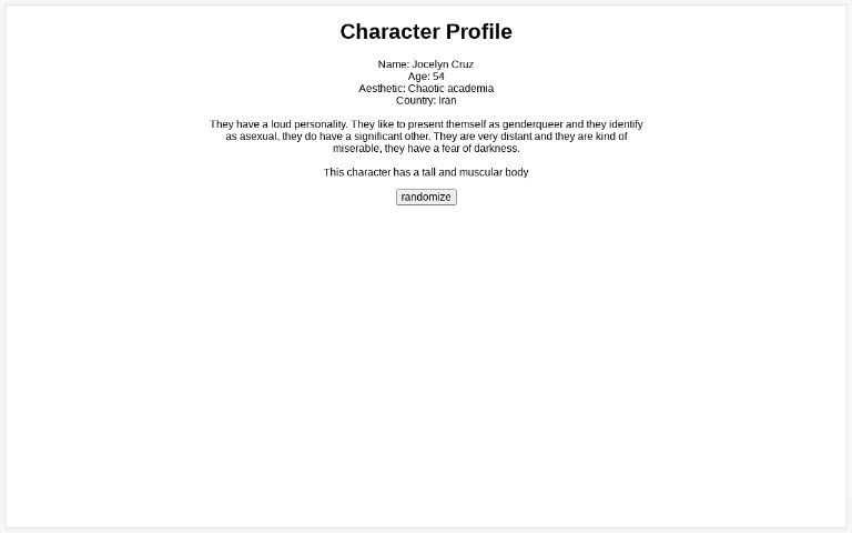 Character Profile ― Perchance Generator