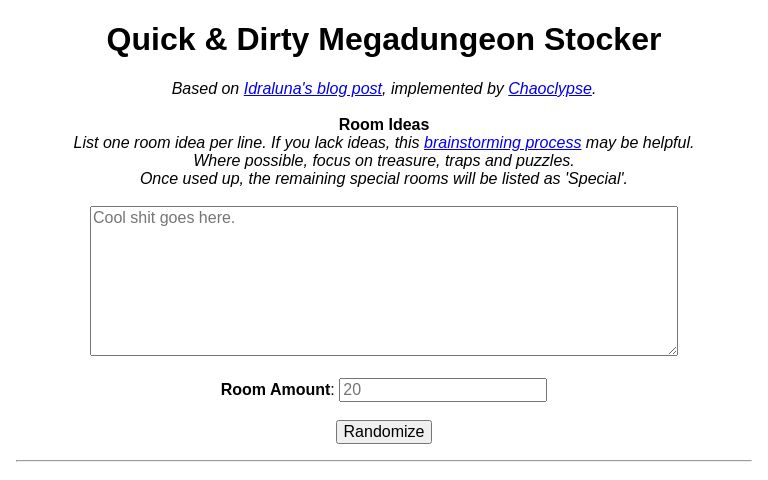 Quick & Dirty Megadungeon Stocker ― Perchance Generator