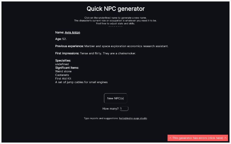 Quick NPC generator