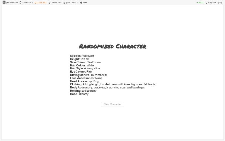Randomized Character ― Perchance Generator