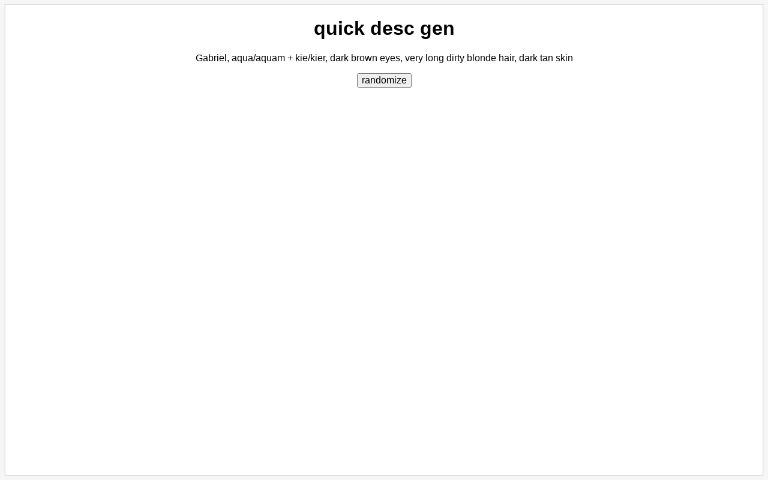 quick desc gen ― Perchance Generator