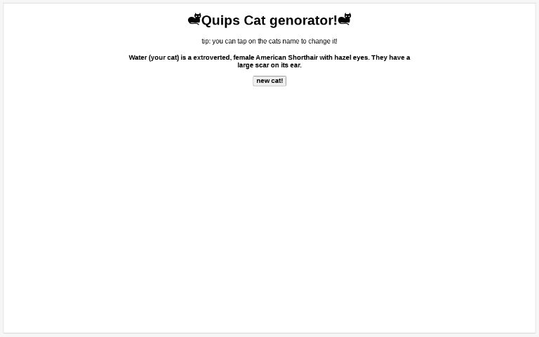 Quips Cat genorator! ― Perchance Generator