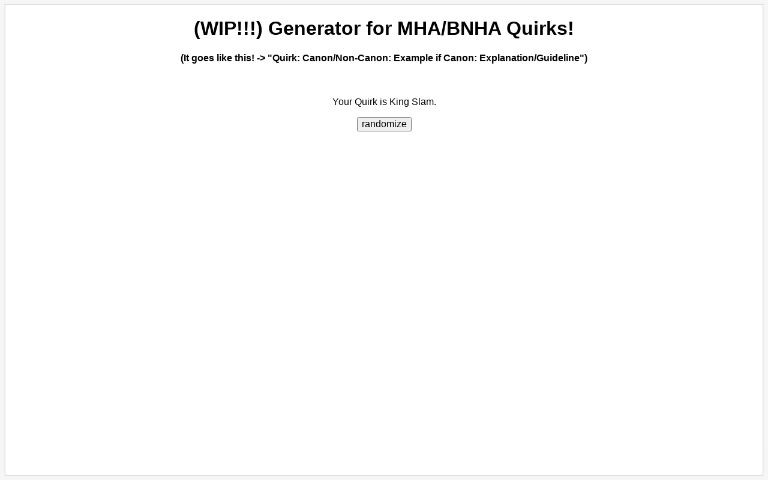(WIP!!!) Generator for MHA/BNHA Quirks!
