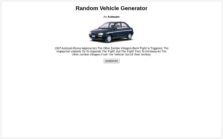 Random Vehicle Generator
