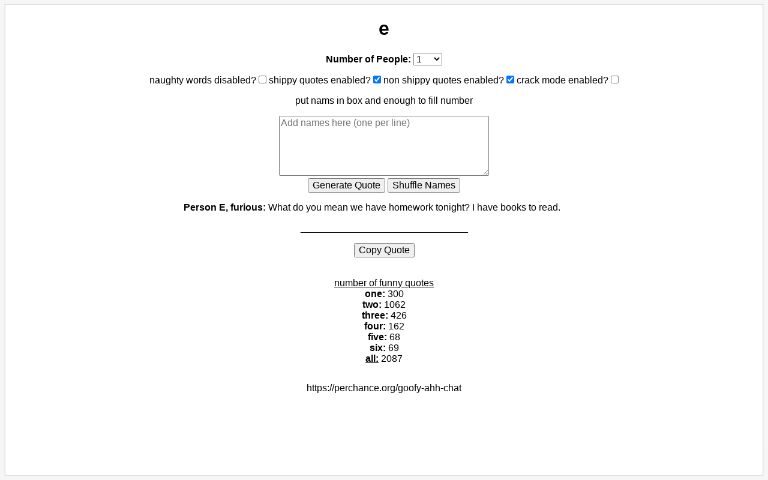 e ― Perchance Generator