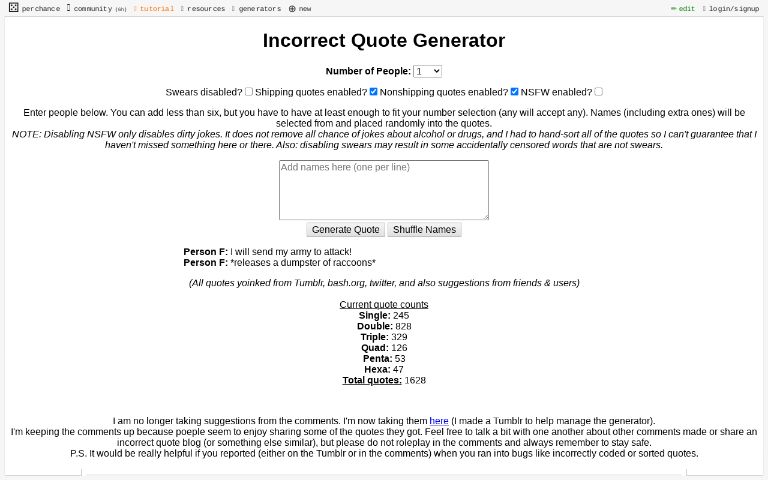 Incorrect Quote Generator