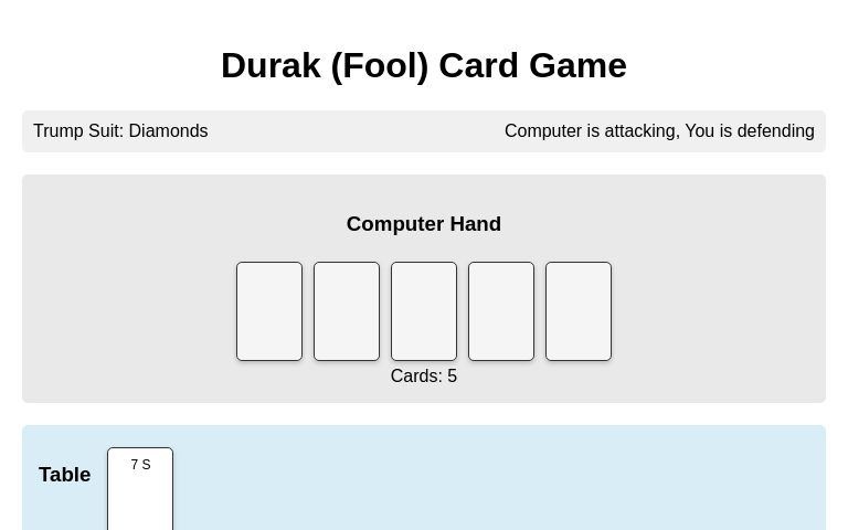 Durak (Fool) Card Game ― Perchance Generator