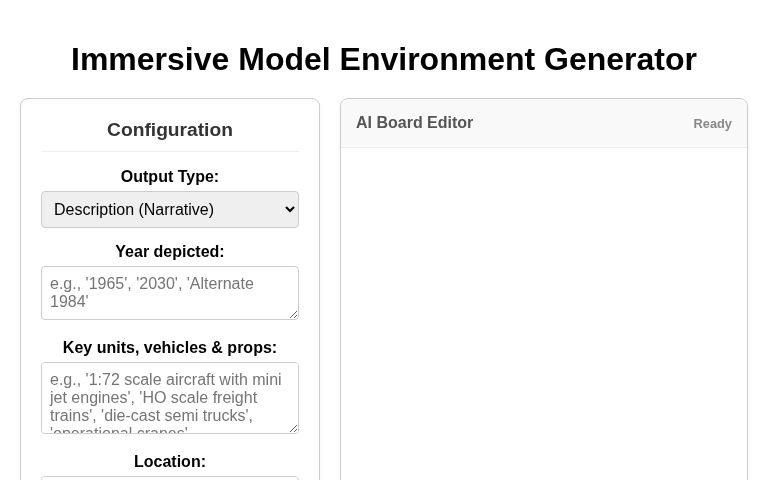 Immersive Model Environment Generator