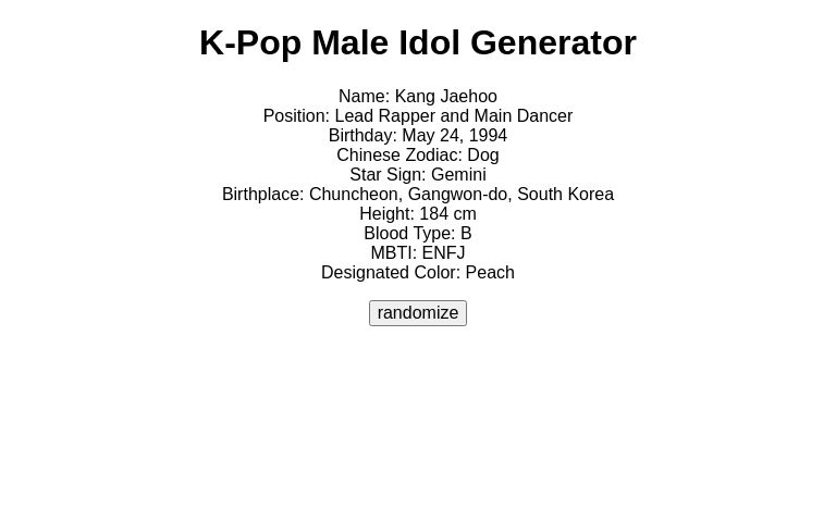 K-Pop Male Idol Generator