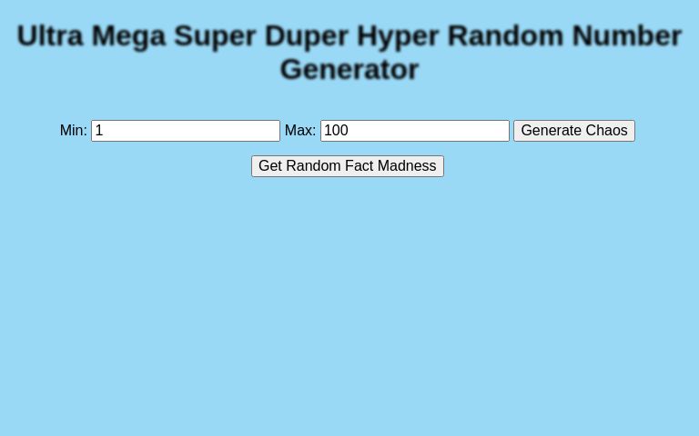 Ultra Mega Super Duper Hyper Random Number Generator