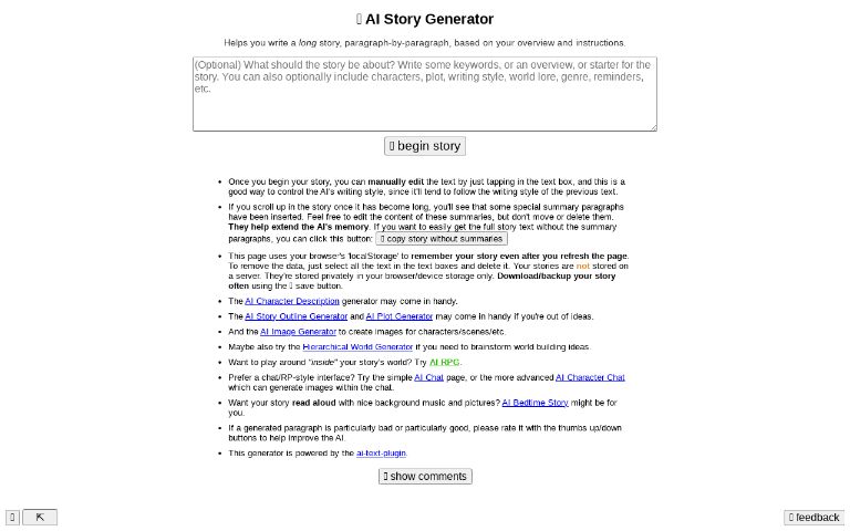 📖 AI Story Generator (free, unlimited, no sign-up)
