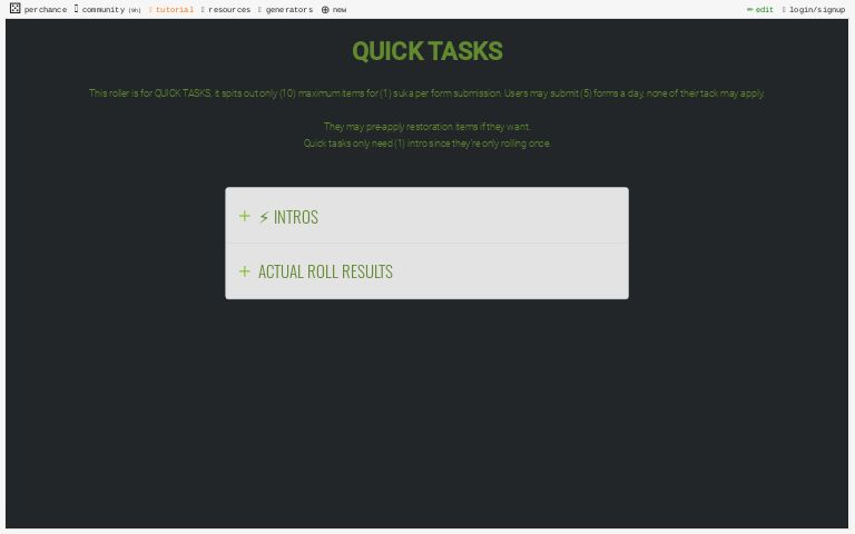 QUICK TASKS ― Perchance Generator