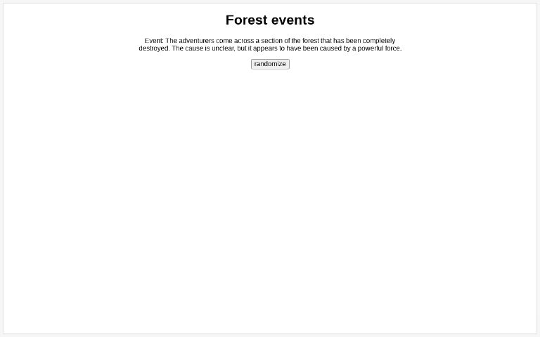 Forest events ― Perchance Generator