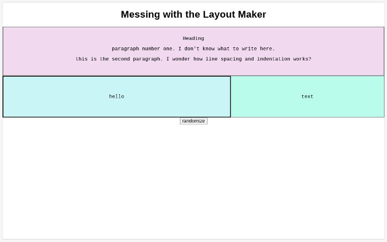 Messing with the Layout Maker ― Perchance Generator
