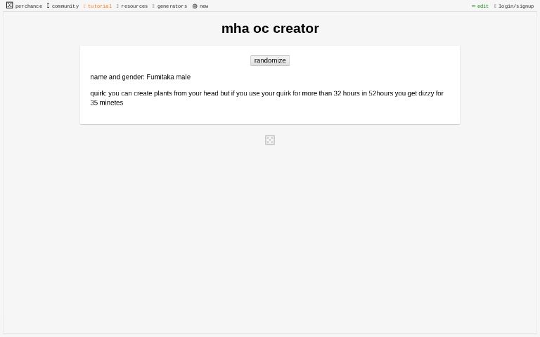 mha oc creator ― Perchance Generator