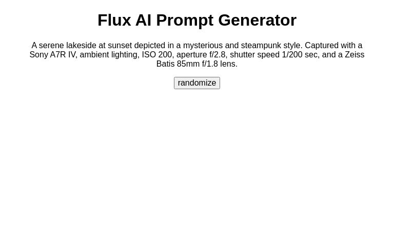 Flux AI Prompt Generator
