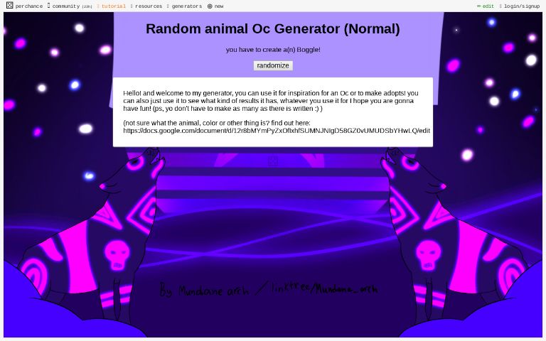 Random animal Oc Generator (Normal)