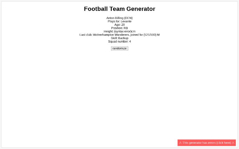 Football Team Generator