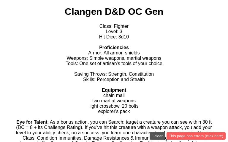 Clangen D&D OC Gen
