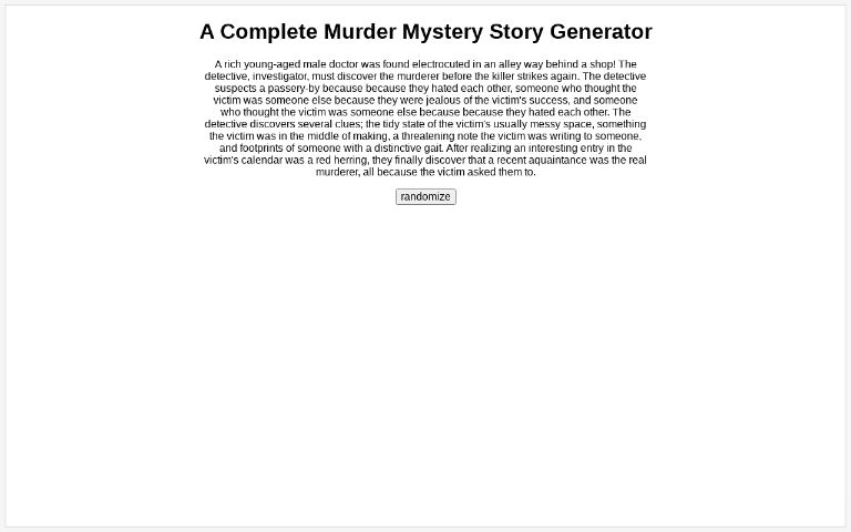 A Complete Murder Mystery Story Generator