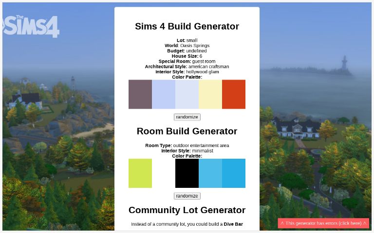 Sims 4 Build Generator