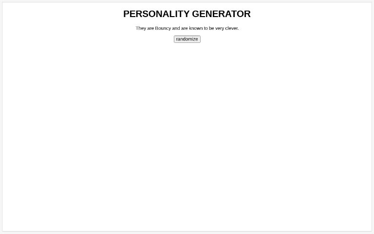 PERSONALITY GENERATOR