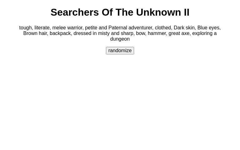 Searchers Of The Unknown II ― Perchance Generator