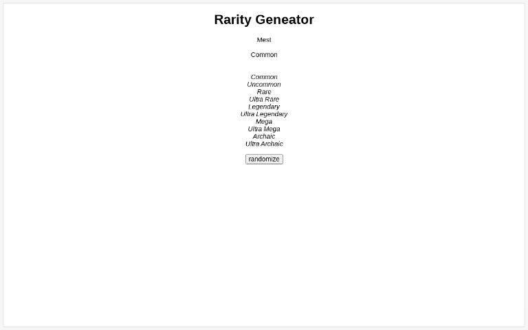Rarity Geneator ― Perchance Generator