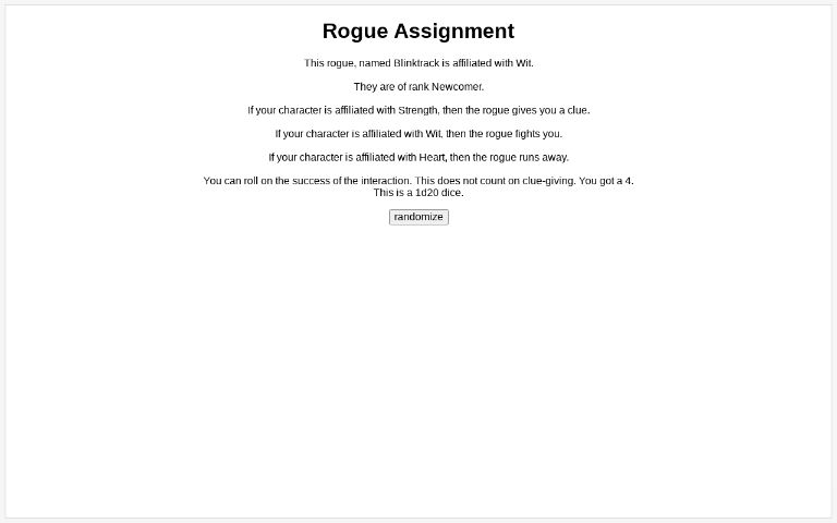 Rogue Assignment ― Perchance Generator