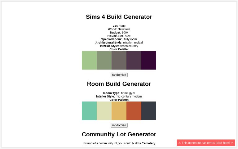 Sims 4 Build Generator