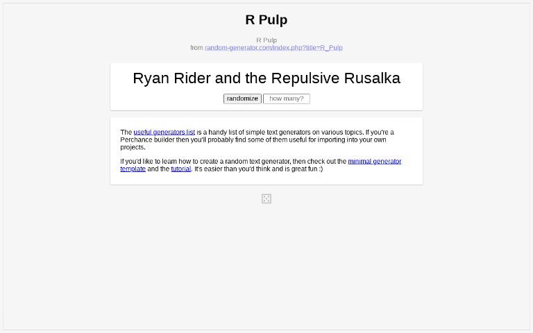 R Pulp ― Perchance Generator