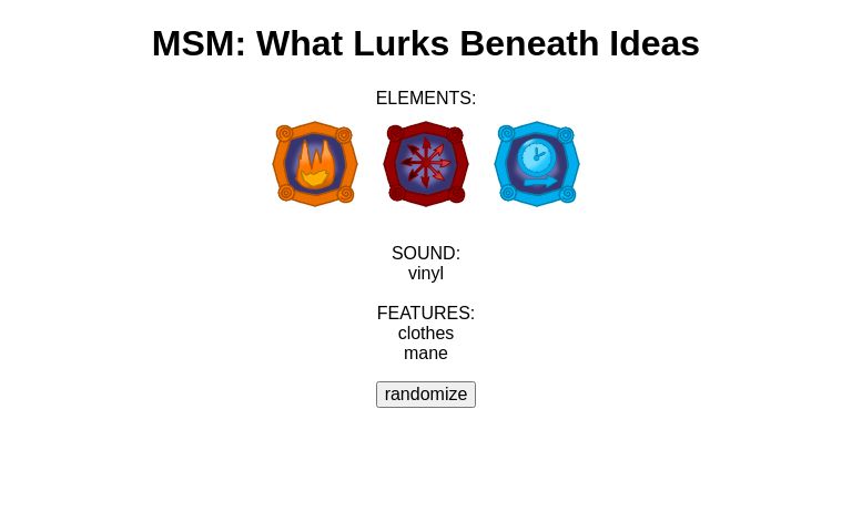 MSM: What Lurks Beneath Ideas ― Perchance Generator