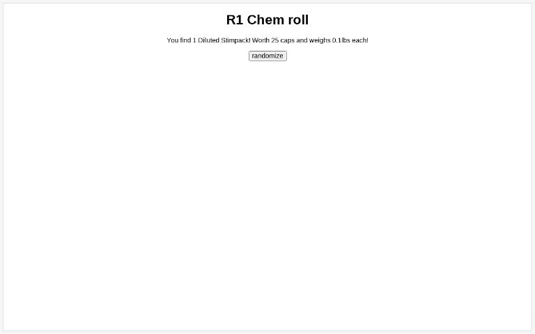 R1 Chem roll ― Perchance Generator