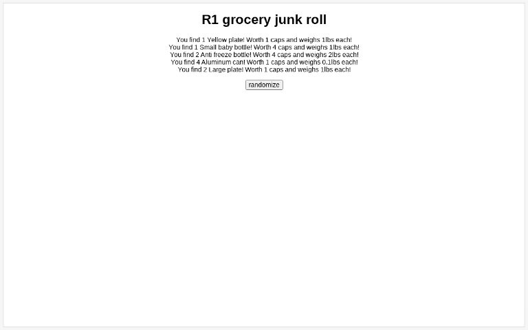 R1 grocery junk roll ― Perchance Generator