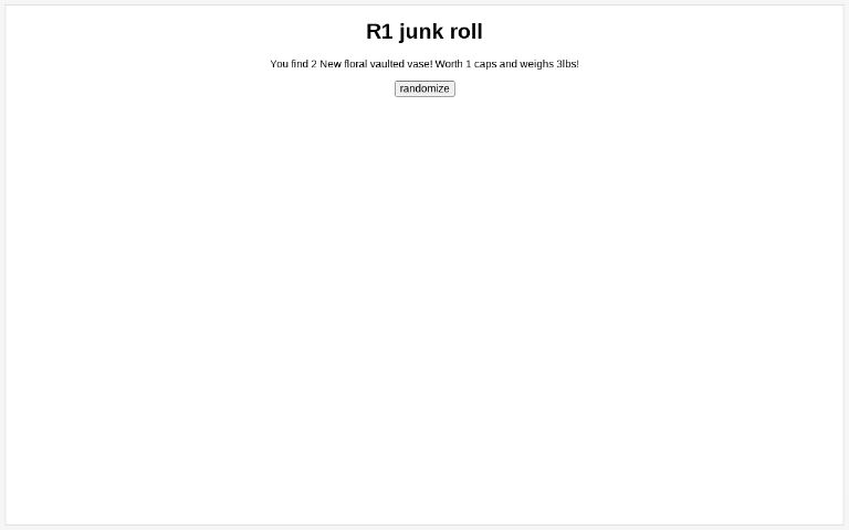 R1 junk roll ― Perchance Generator