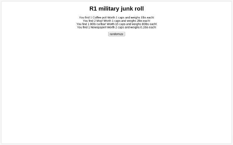 R1 military junk roll ― Perchance Generator