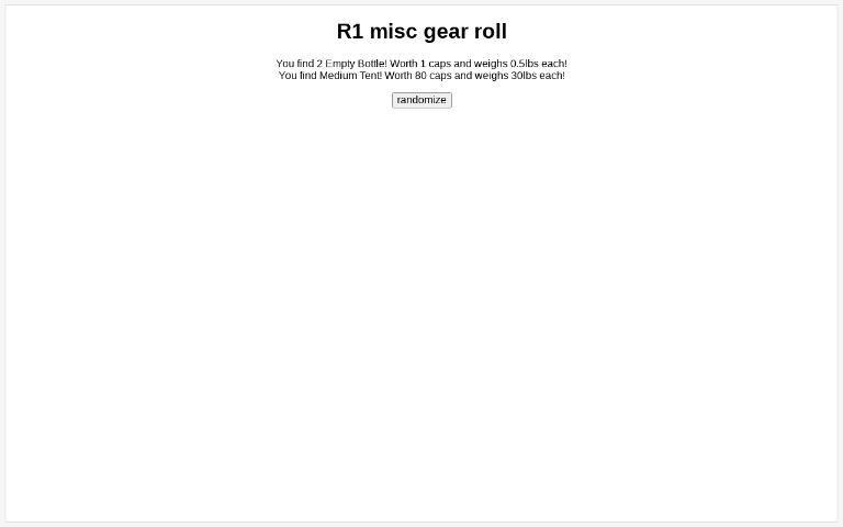R1 misc gear roll ― Perchance Generator