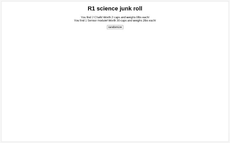 R1 science junk roll ― Perchance Generator