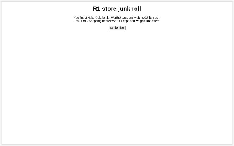 R1 store junk roll ― Perchance Generator